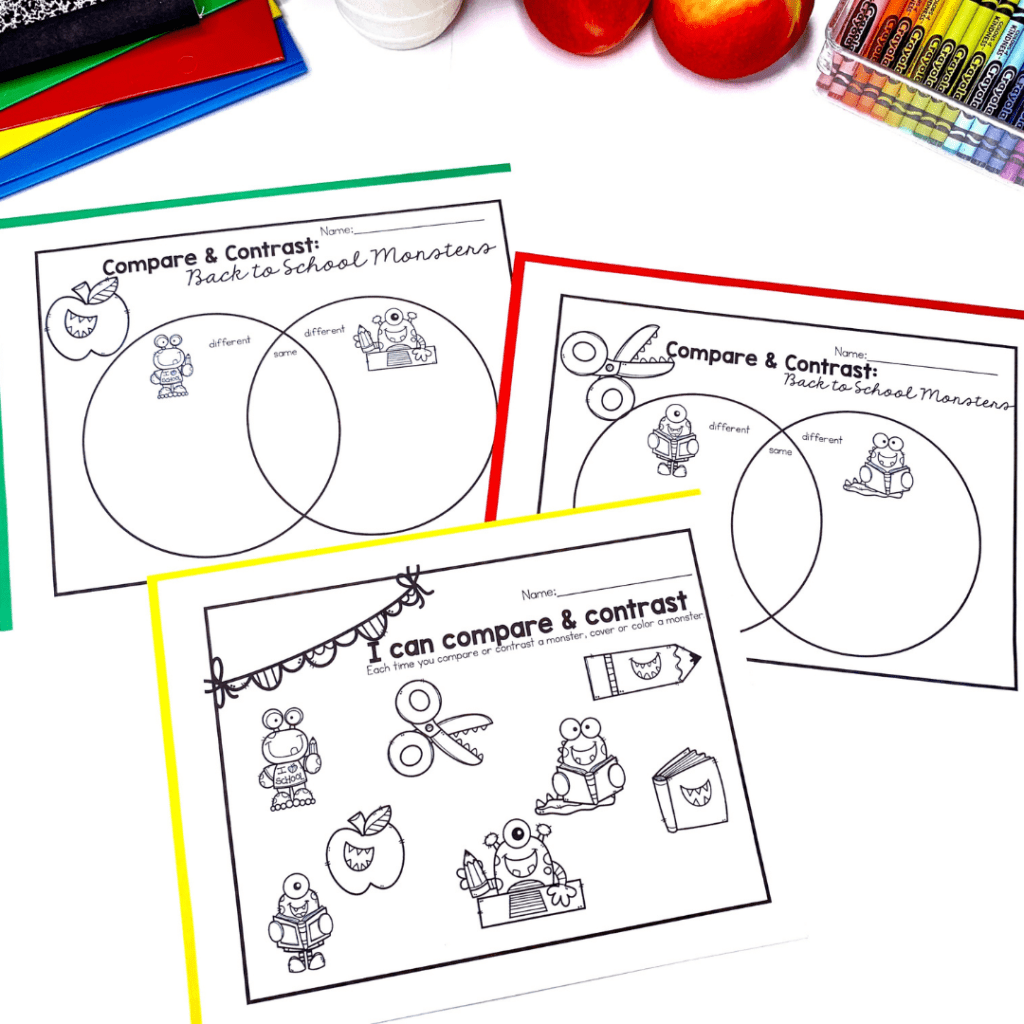 Back to School Compare and Contrast Monsters for Speech Therapy (+BOOM ...