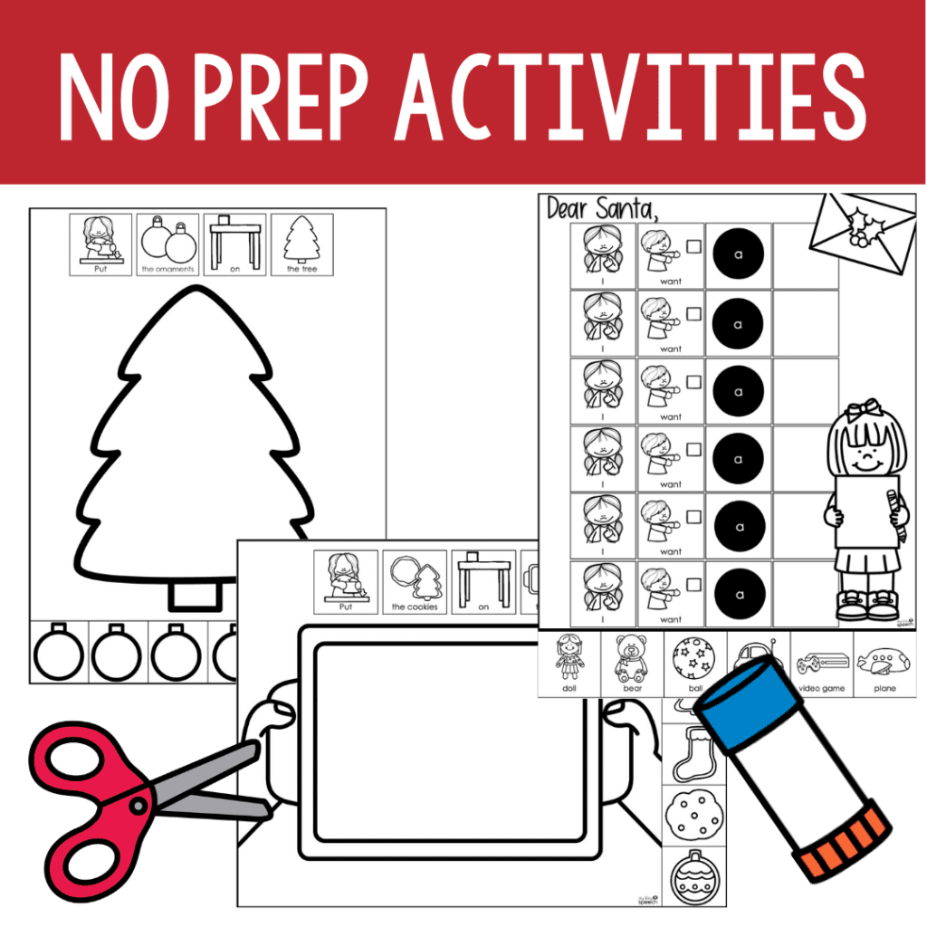 Christmas Thematic Core Word Activities for Speech Therapy (On & Want ...