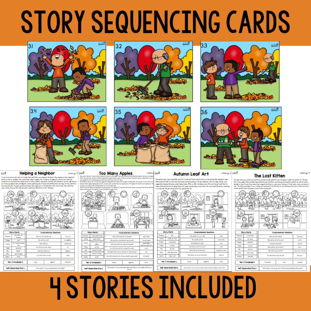 Fall Story Grammar & Sequencing Pack | Speech Therapy Narrative Skills ...
