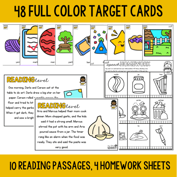 Vocalic R AR Speech Therapy Activities | R Articulation Cards, Homework ...